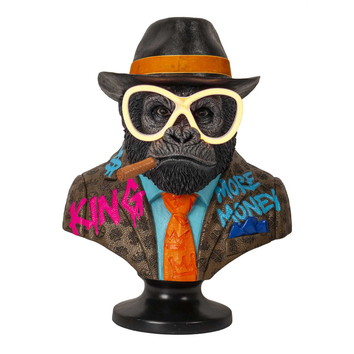 Busto Gorilla con LED Palais Royal Frank 43 cm Resina – Prestige Home